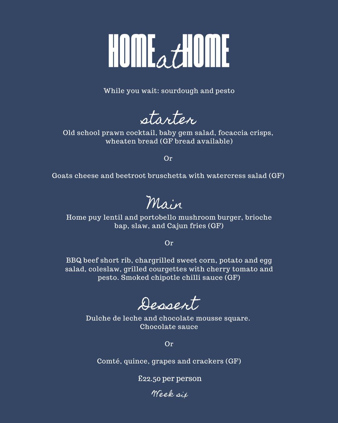 Menu at Home Restaurant, Belfast