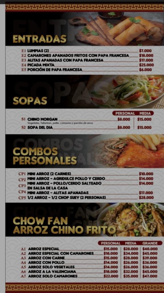 Carta de RESTAURANT CHINO MORGAN, Bogotá