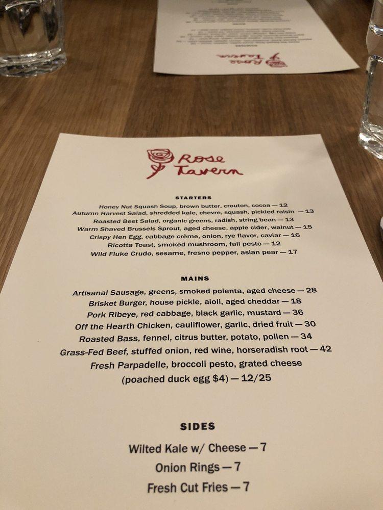 Menu at Rose Tavern pub & bar, Canandaigua