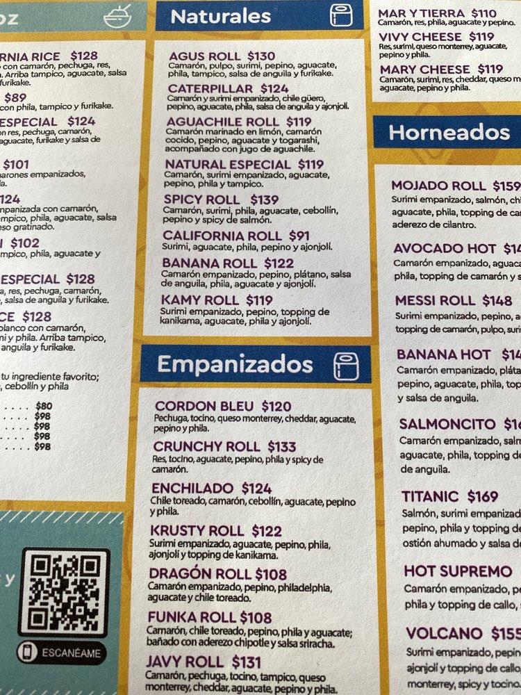 Carta del restaurante Sushimi Plus, Tijuana, Blvd. Agua Caliente 11999