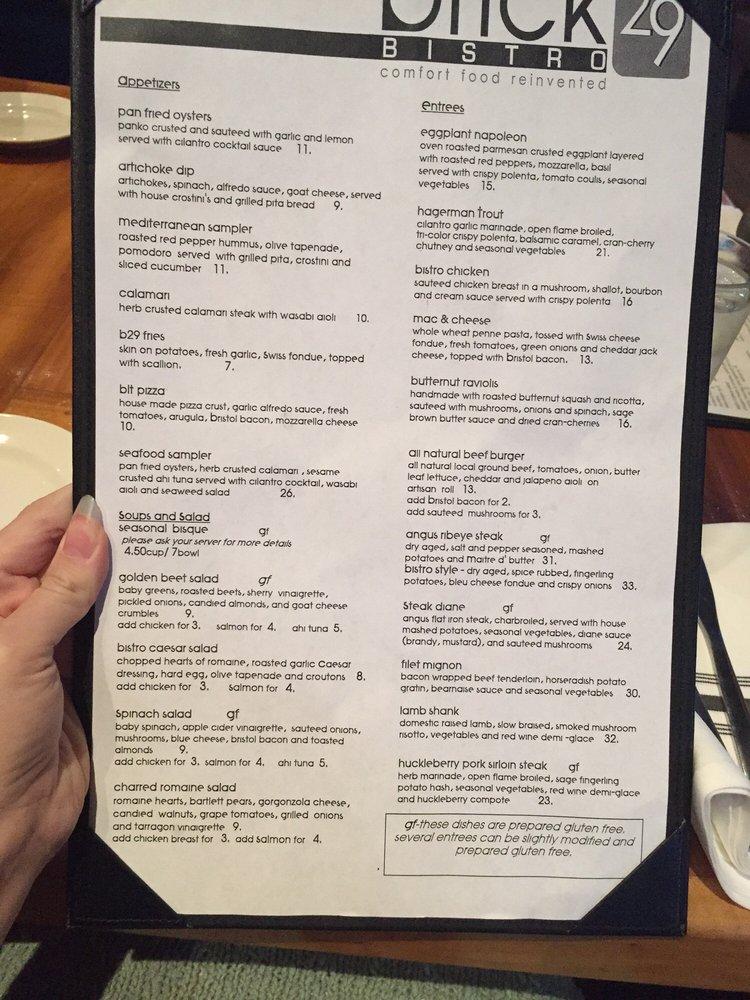 Menu at Brick 29 Bistro pub & bar, Nampa