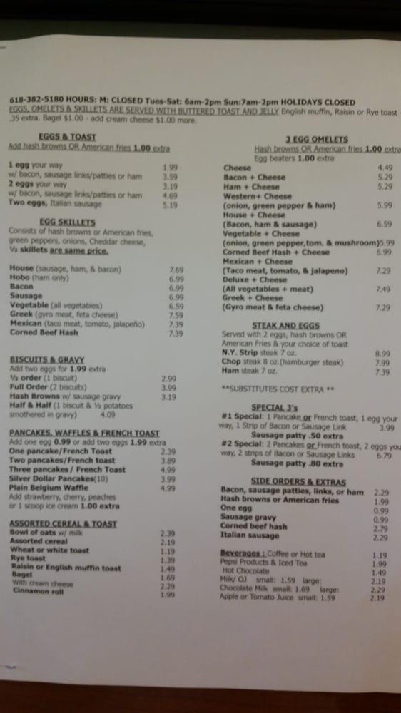 Menu at Carmi’s Main Street Café cafe, Carmi