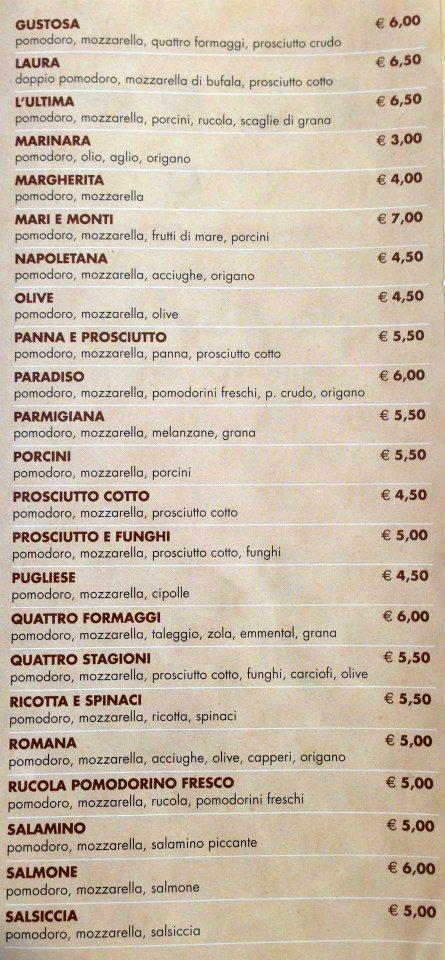 Menu at Pizzeria D' Asporto Da Matti, Bagnatica
