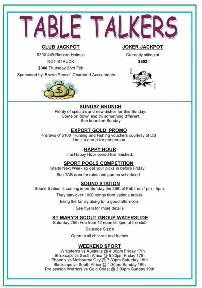 Menu at Glenview Club, Hamilton