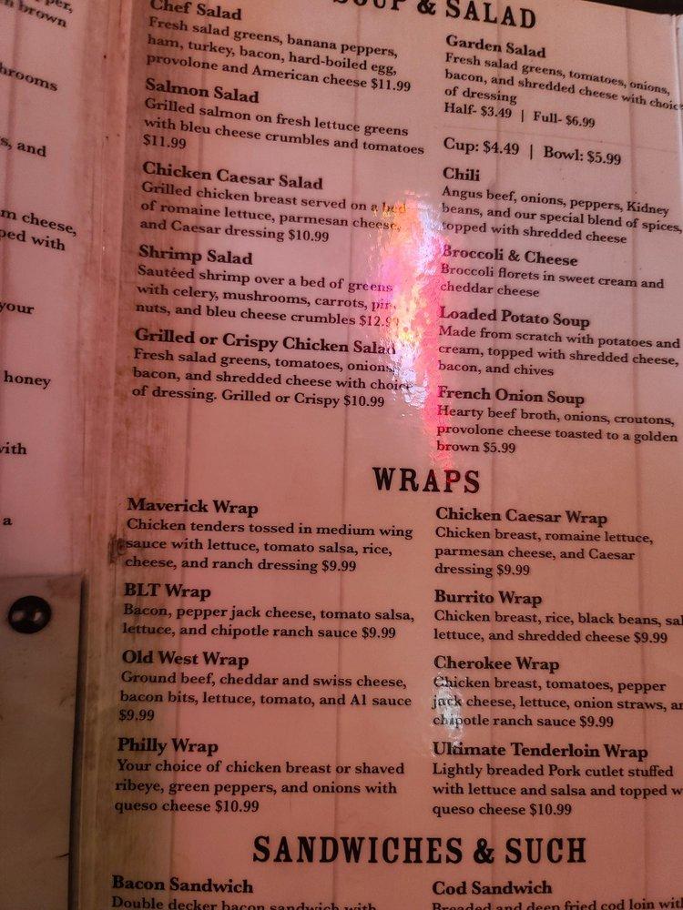 Menu at Maverick's pub & bar, Greendale