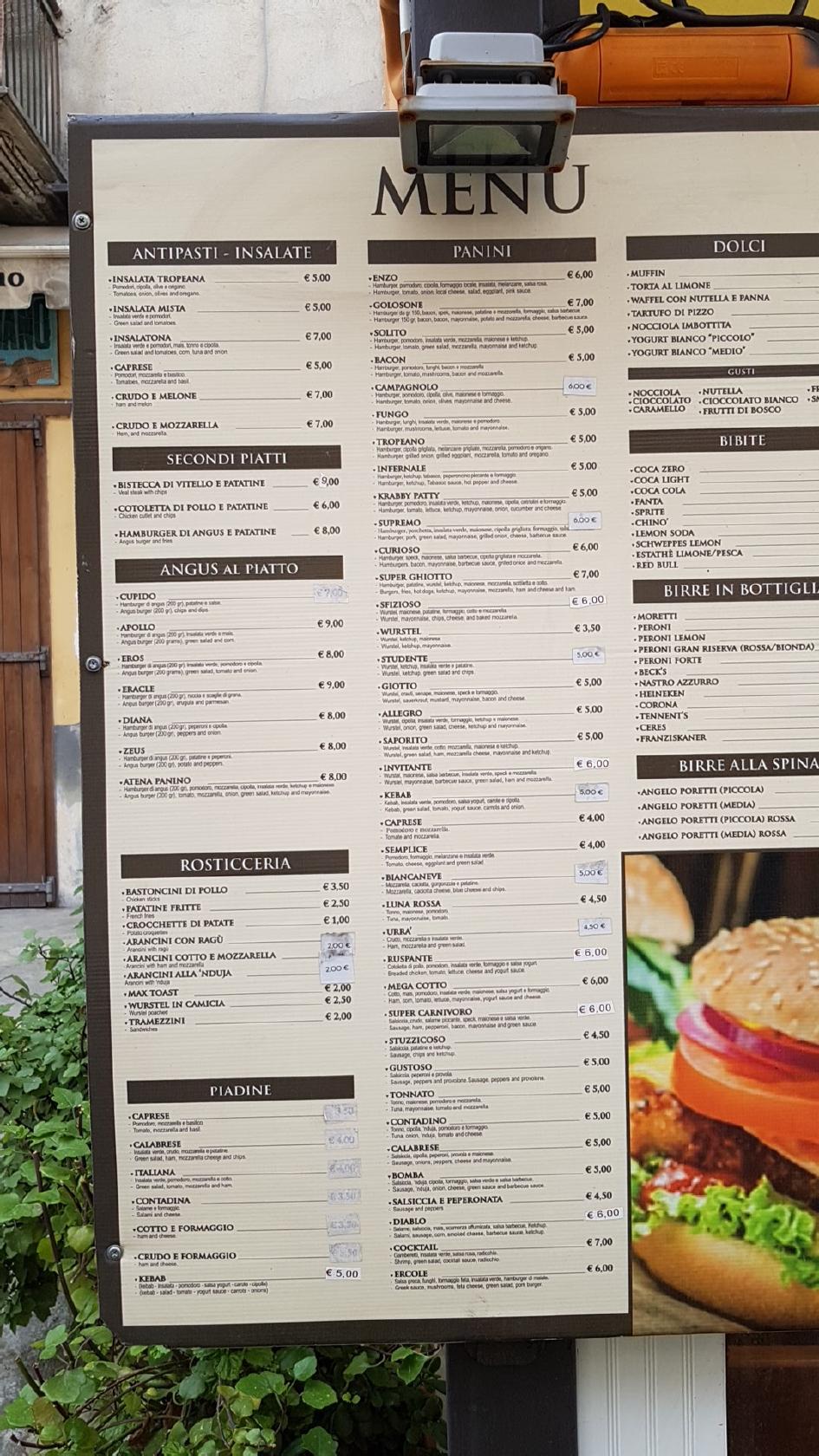 Menu at Paninoteca Da Enzo pub & bar, Tropea