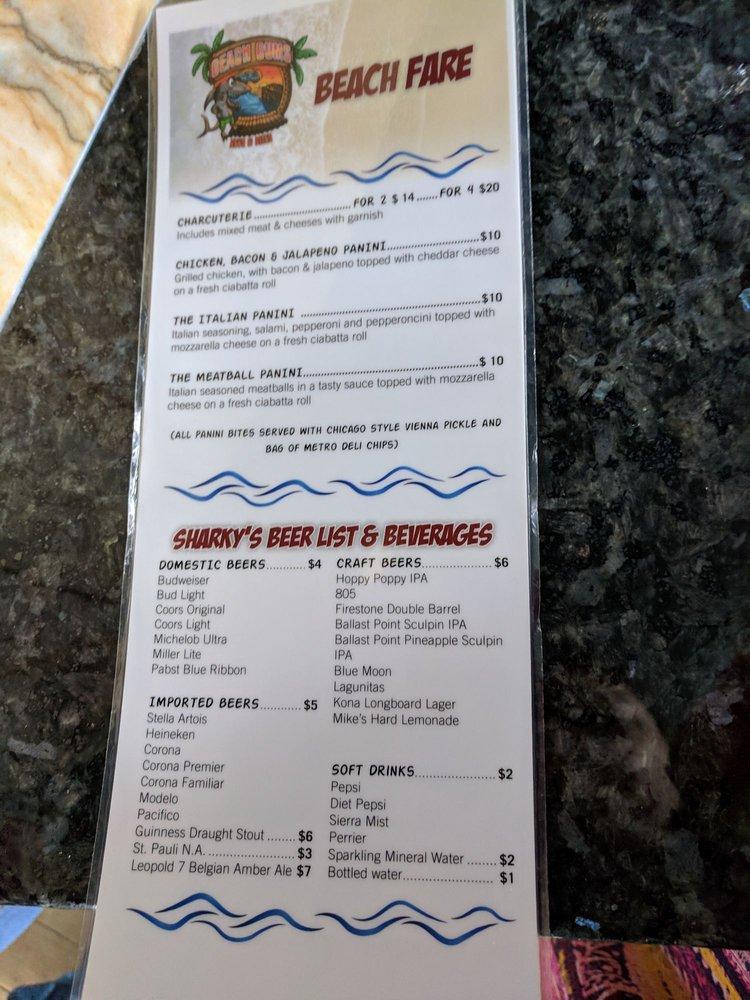 Menu at Beach Bums -Bevs & Bites pub & bar, Cayucos