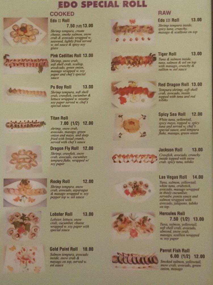 Menu at Edo Japanese Restaurant, Jackson