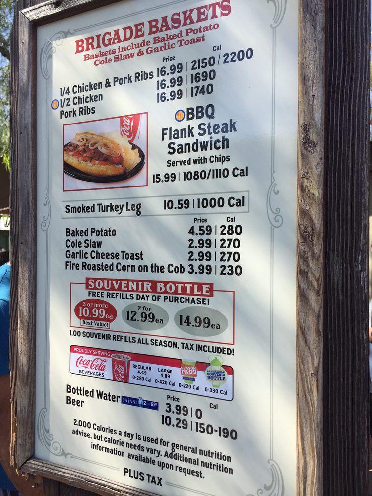 Menu at Fireman's Brigade Barbecue, Buena Park