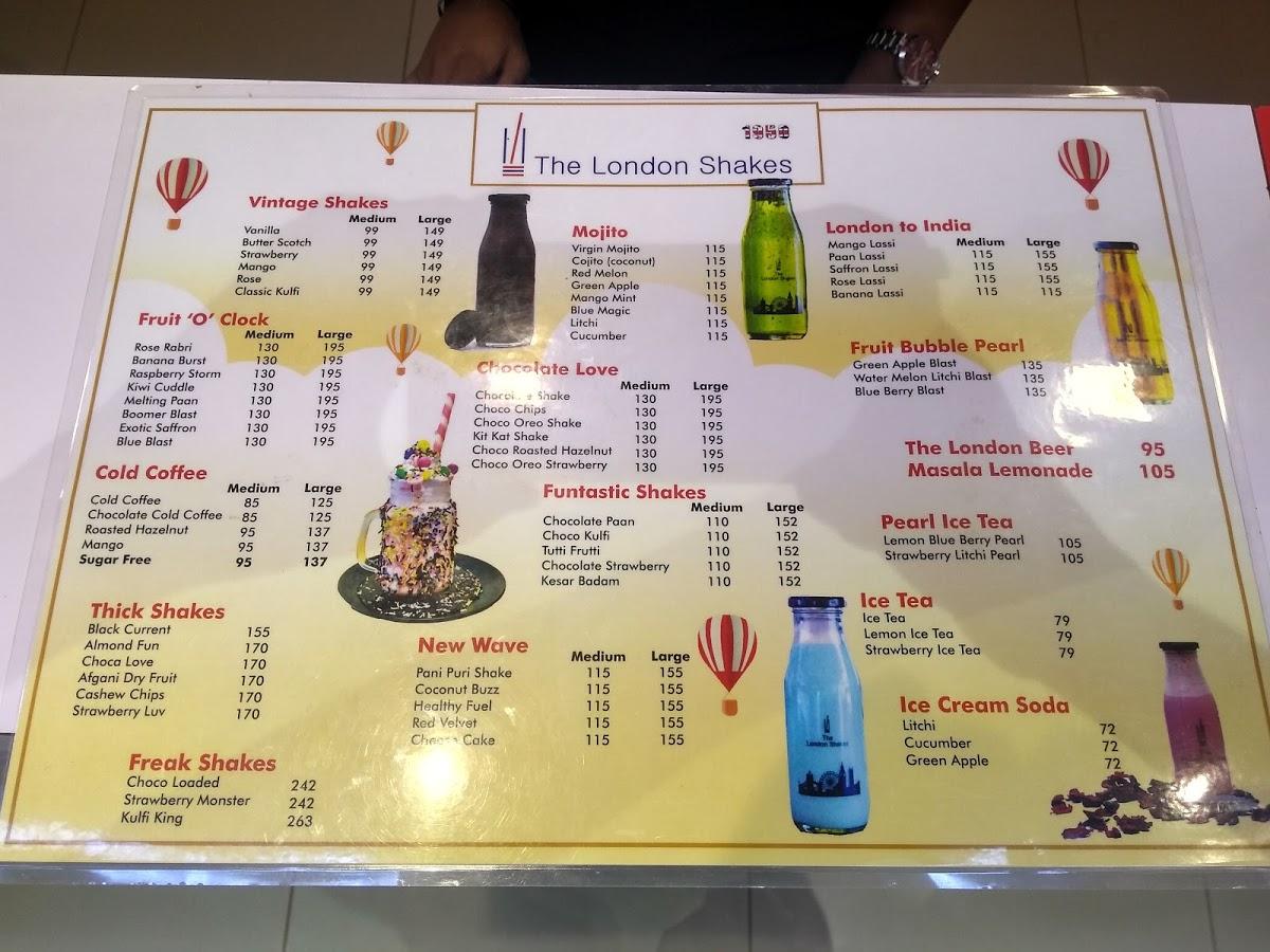 Menu at The London Shakes & Cafe, Vasco da Gama