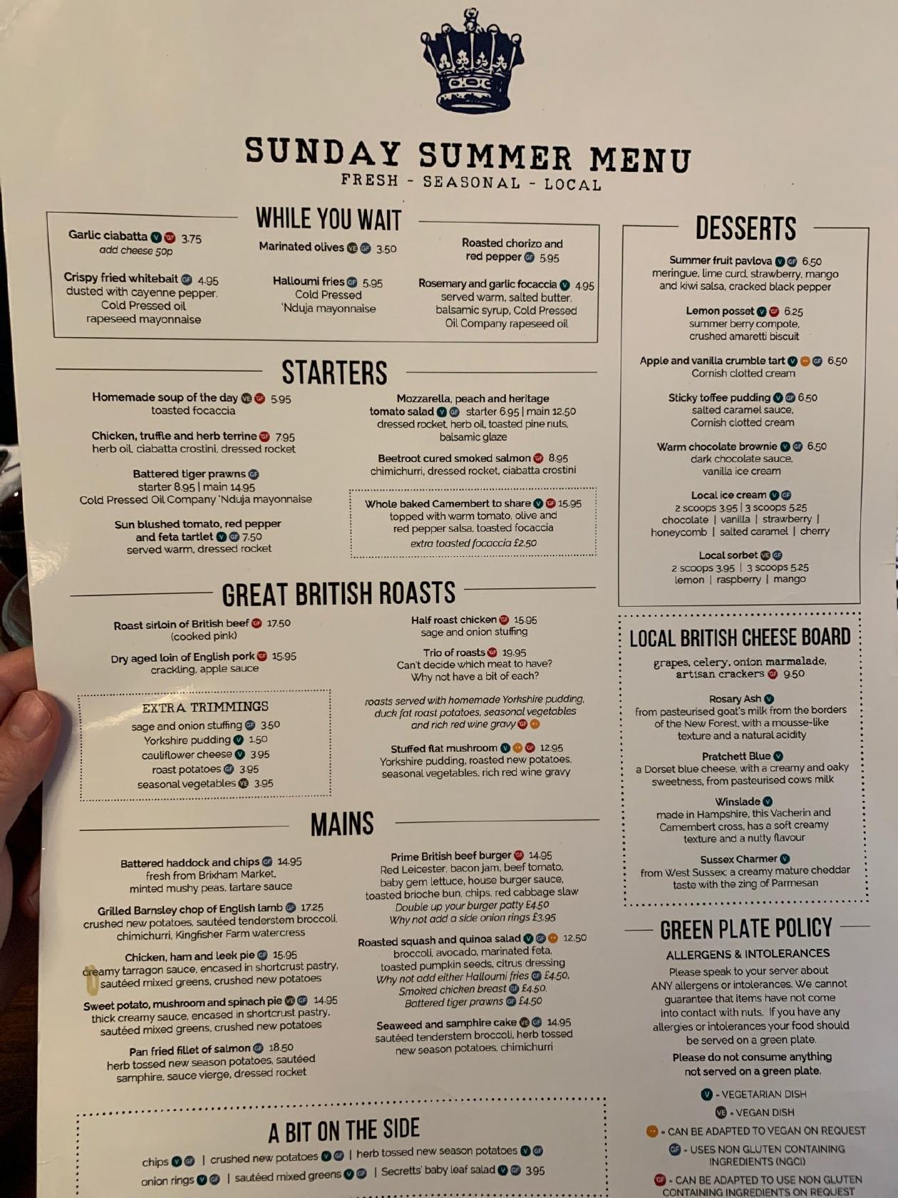Menu at The Queen's Head pub & bar, Guildford, The St