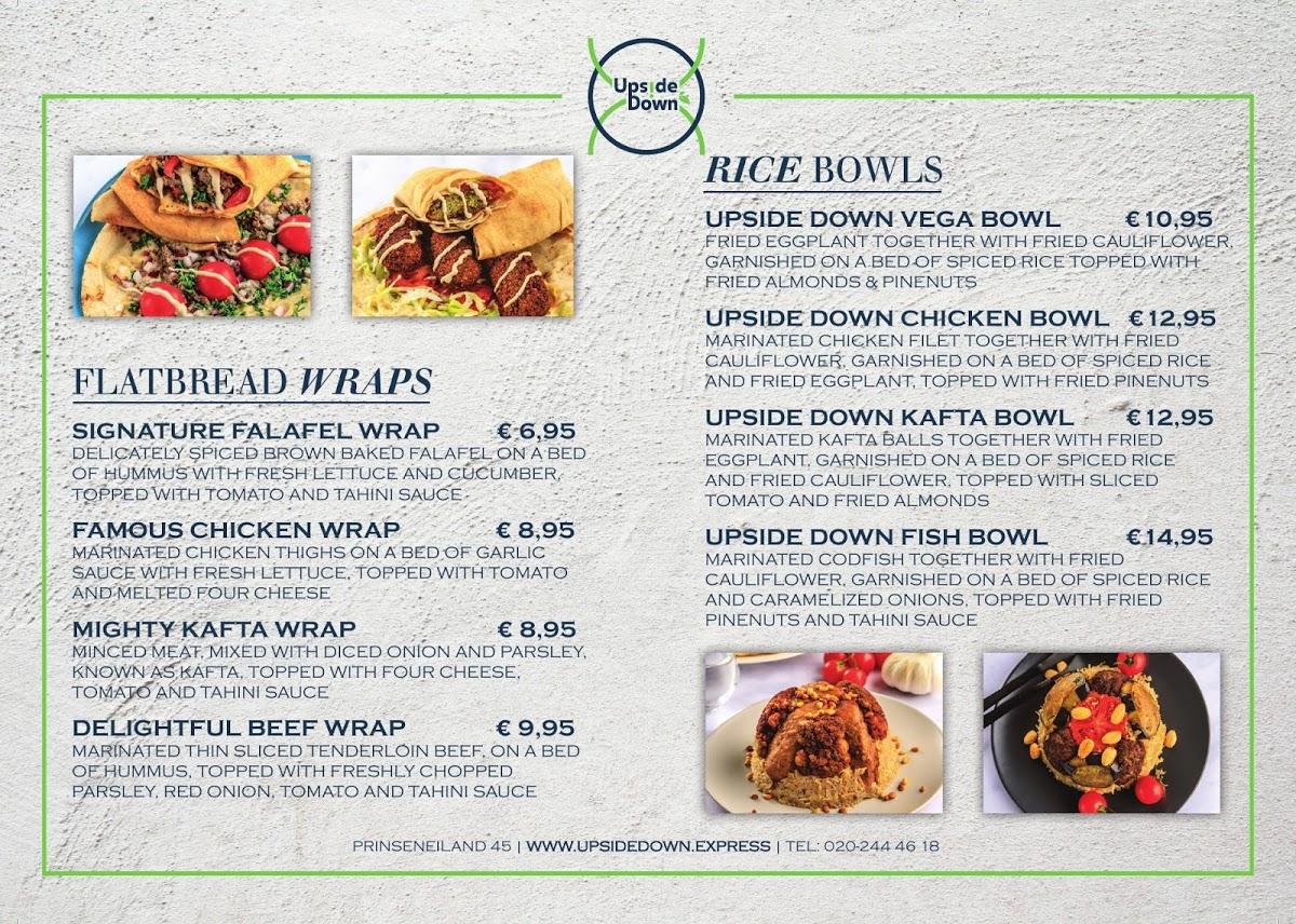 Menu at Upside Down, Amsterdam