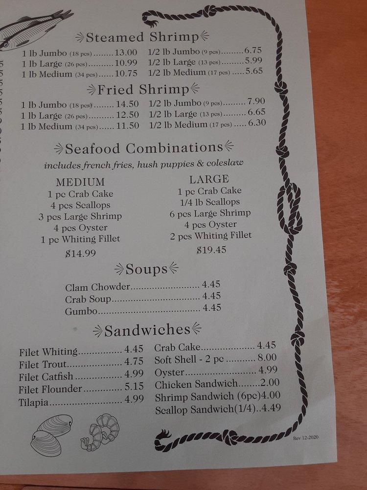 Menu at Anna Seafood restaurant, Hampton