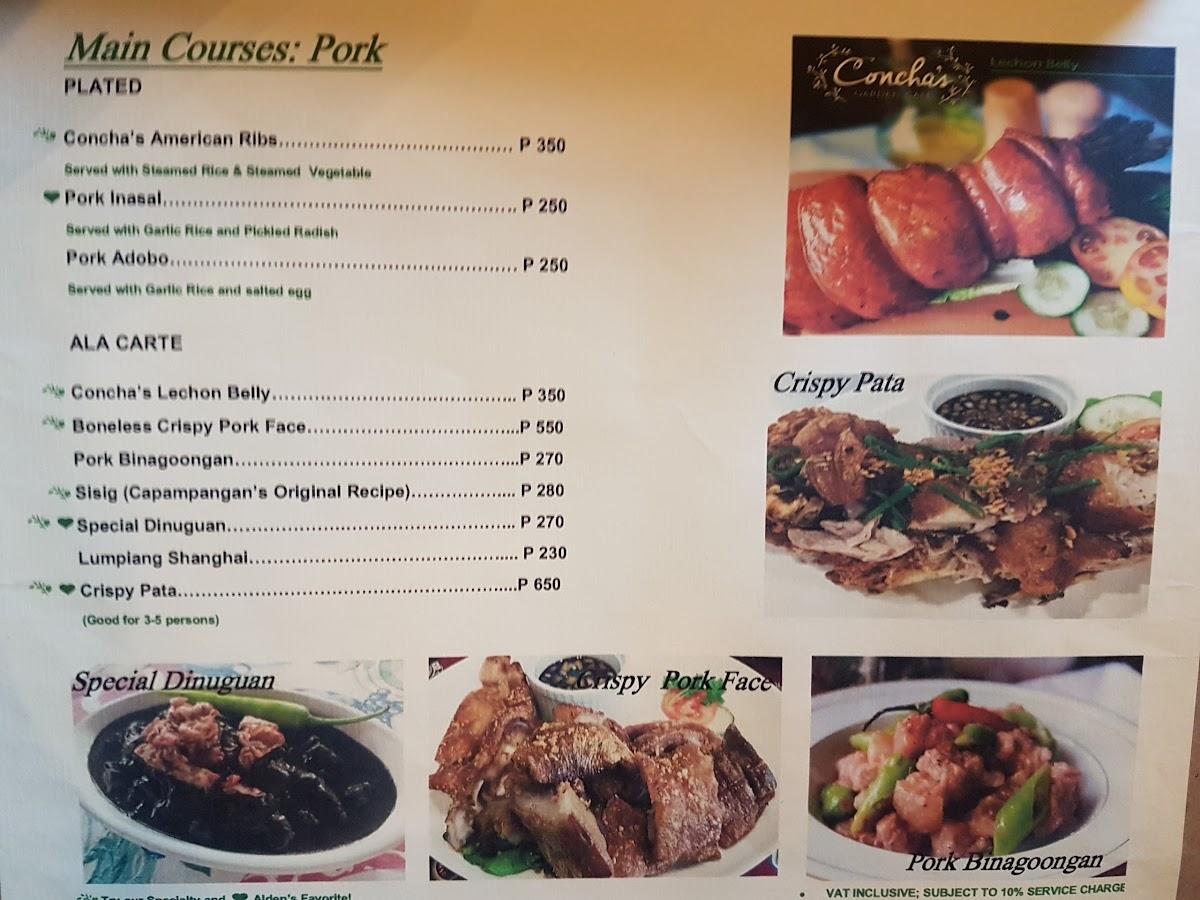 Menu at Concha's Garden Café - Silang cafe, Silang, 62FQ+F87