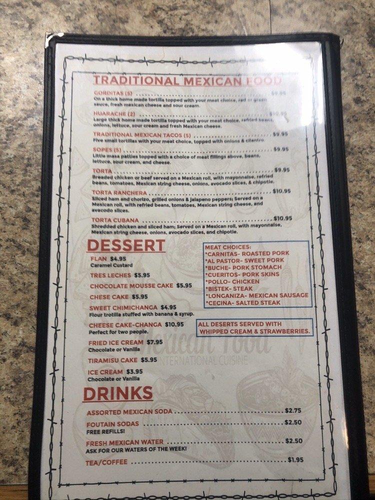 Menu at El Rancho Mexican Restaurant, Goshen