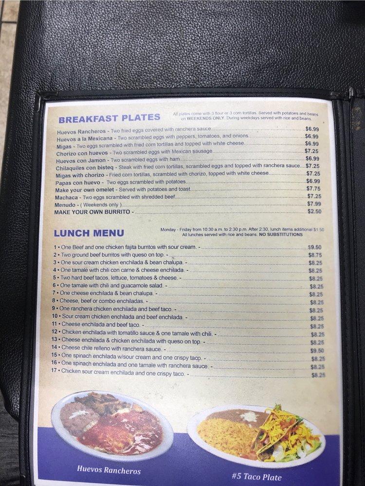 Menu at El Rodeo Mexican Restaurant, Lavon