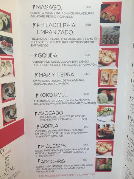 Menu at SUSHI MONO restaurant, Zapopan