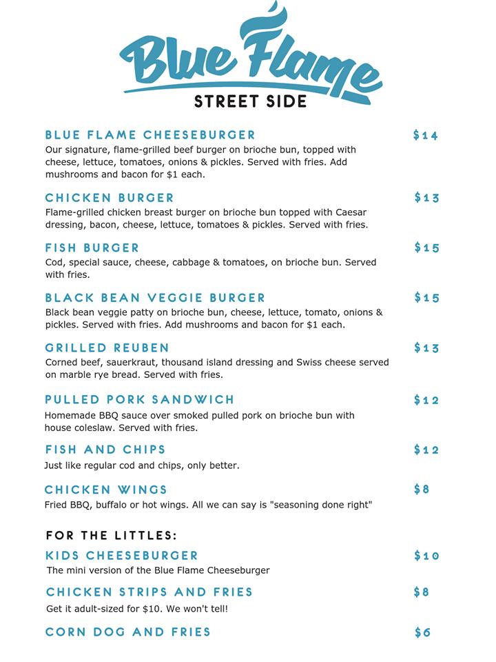 Menu at Blue Flame Street Side, Fairbanks