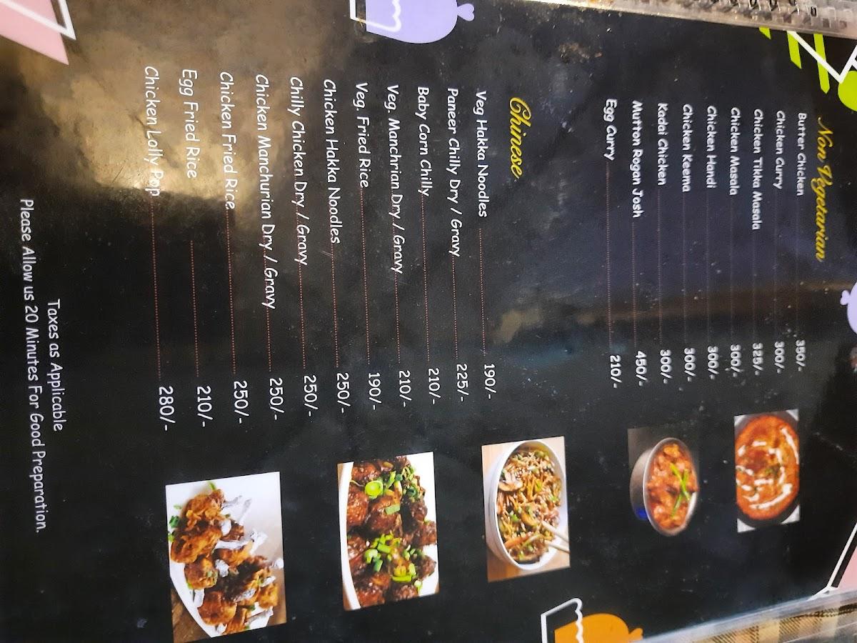 Menu at Chacha Cafe, Mount Abu