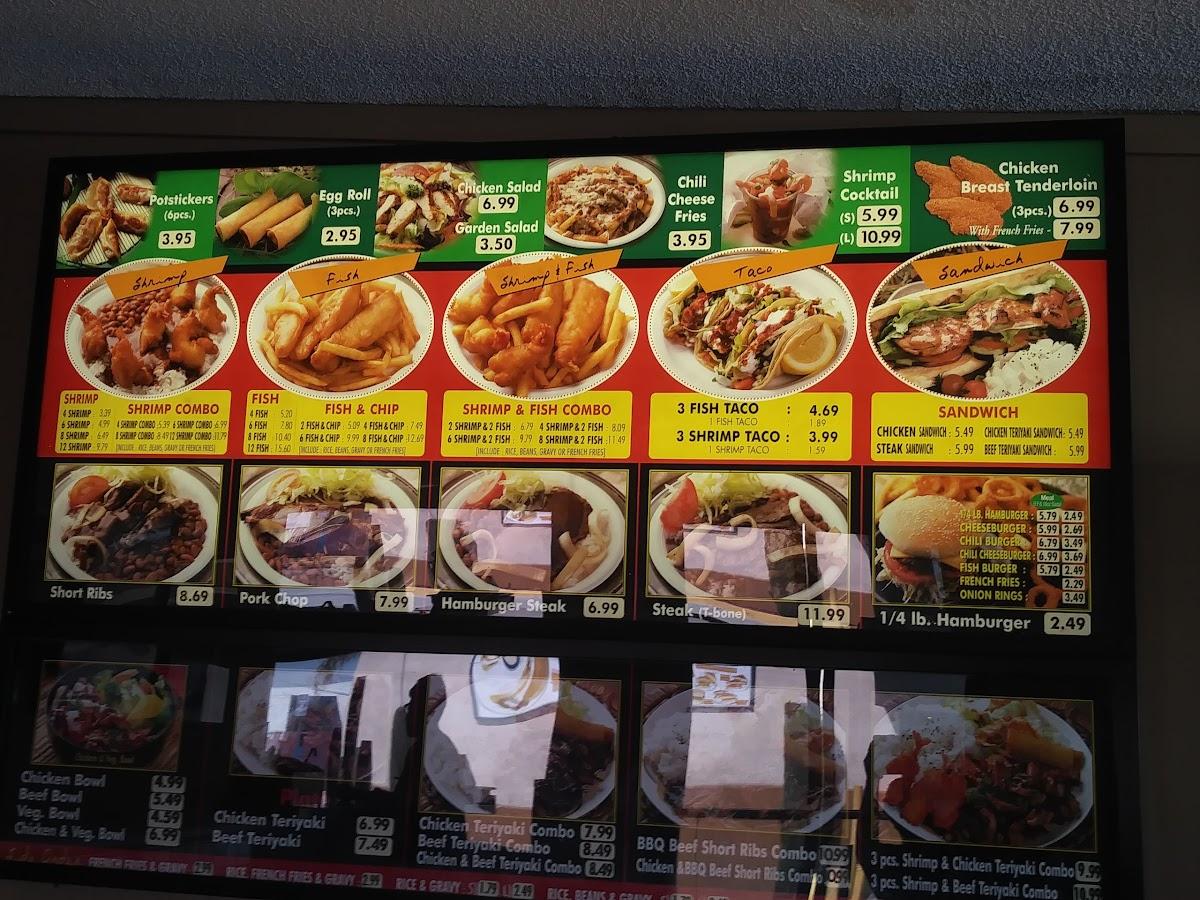 Menu at Johnny's Shrimp Boat restaurant, Whittier