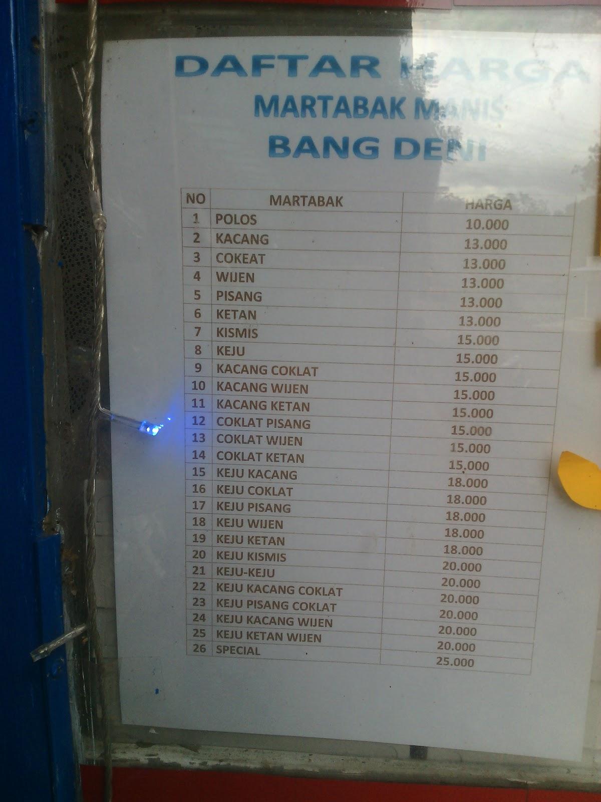 Menu at MARTABAK MANIS BANG DENI restaurant, Cihampelas