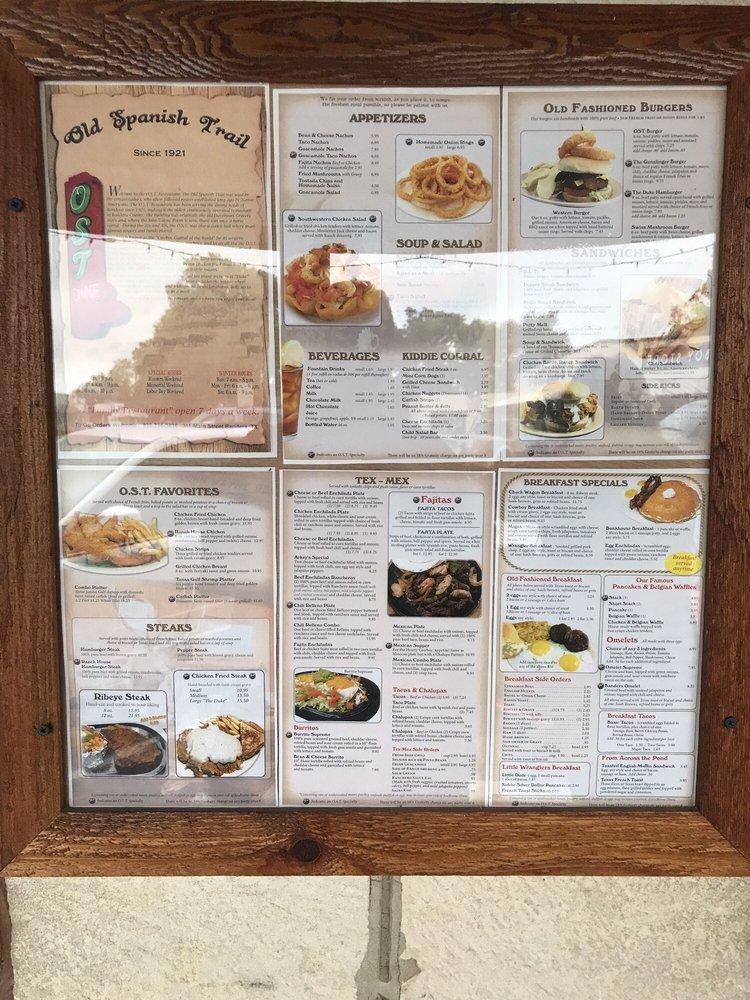 Menu at O.S.T. Restaurant, Bandera