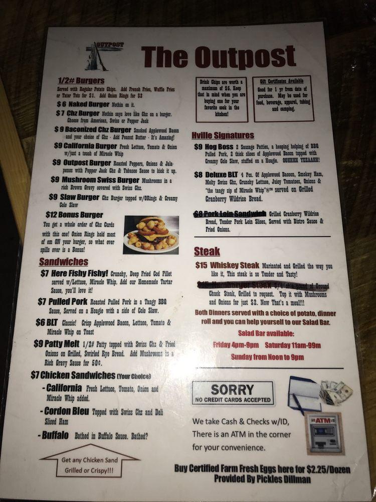 Menu at The Outpost pub & bar, USA, Old Bridge Rd