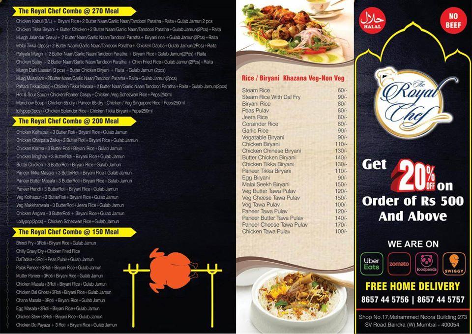 Menu at The Royal Chef, Mumbai, Shop No.17