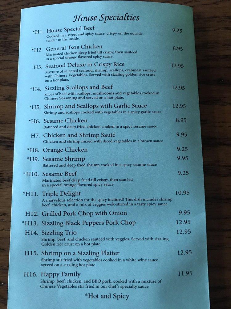 Menu at Lung Fung restaurant, Boerne