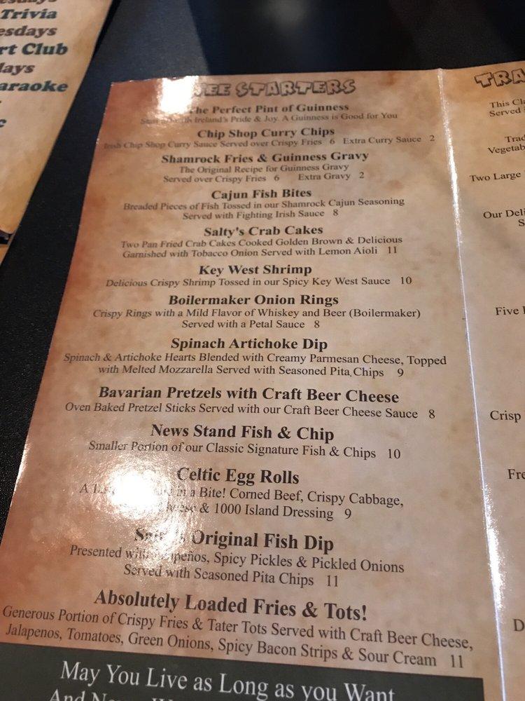 Menu at SALTY SHAMROCK IRISH PUB, Apollo Beach, N U.S. Hwy 41