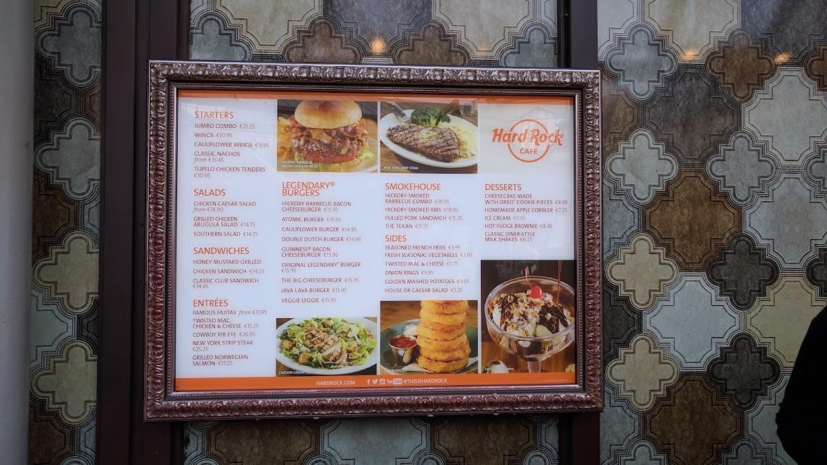 Menu at Hard Rock Cafe Amsterdam, Amsterdam