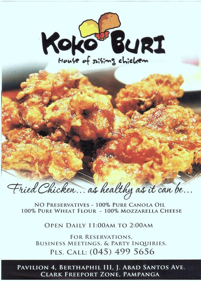 Menu at Koko Buri restaurant, Mabalacat, Berthapil III