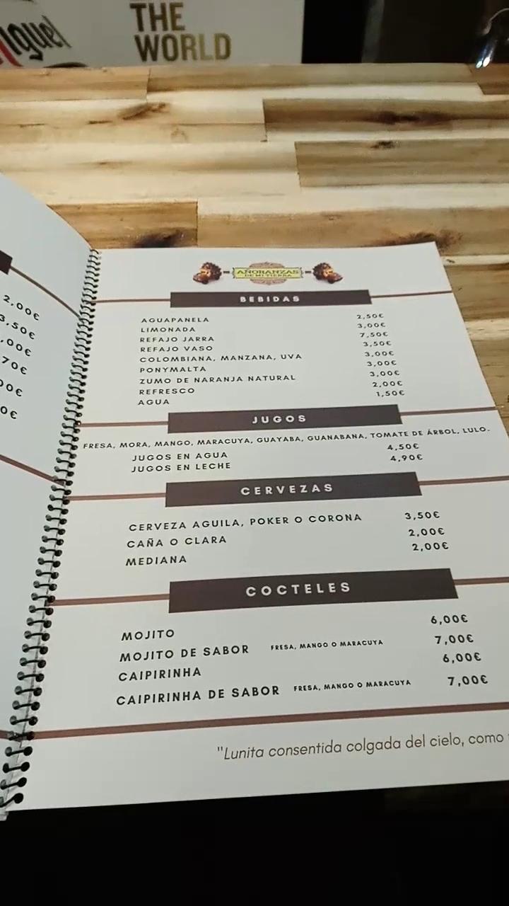 Menu at Vila Vilà Café Bar, Barcelona
