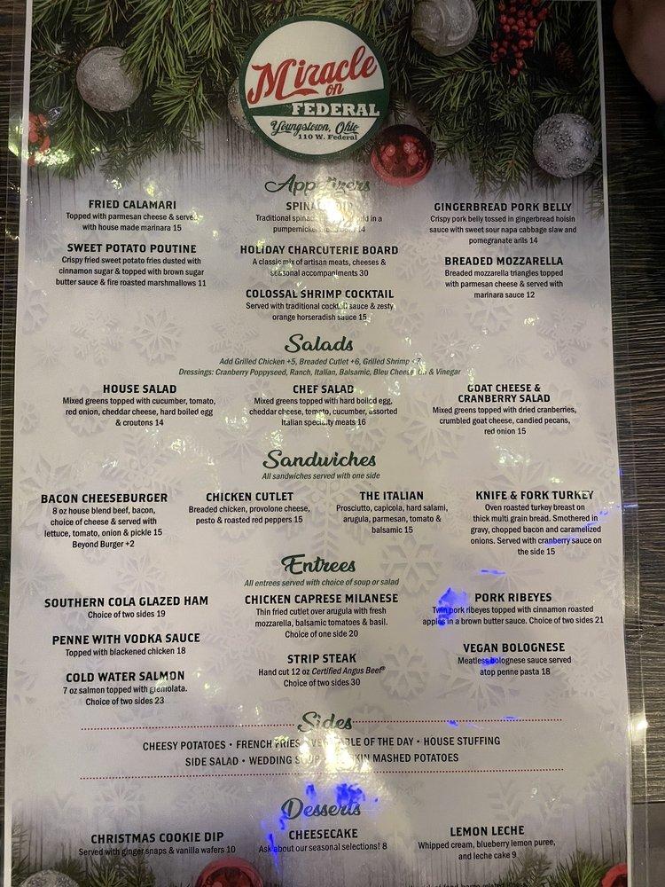 Menu at The Federal restaurant, Youngstown
