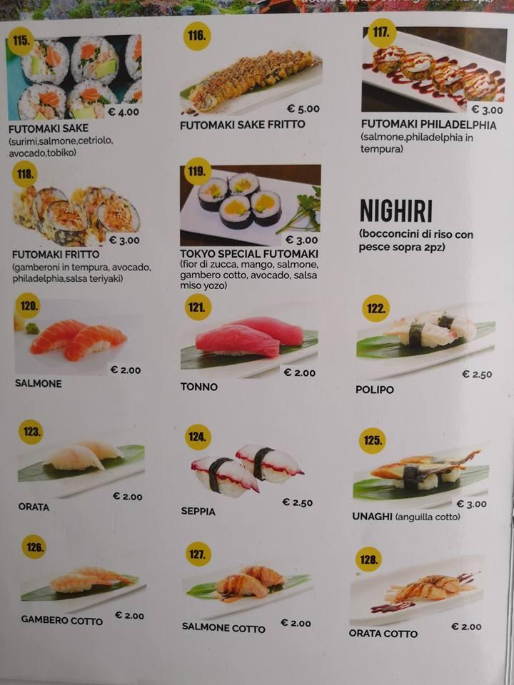 Menu at Ristorante Tokio, Alessandria