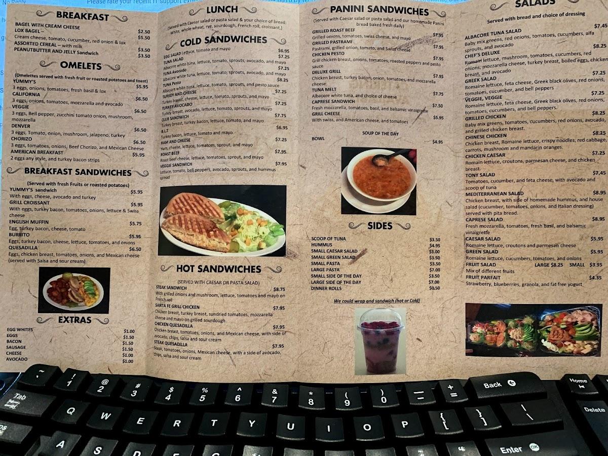 Menu at Yummy's cafe, Beverly Hills, 250 N Robertson Blvd #109