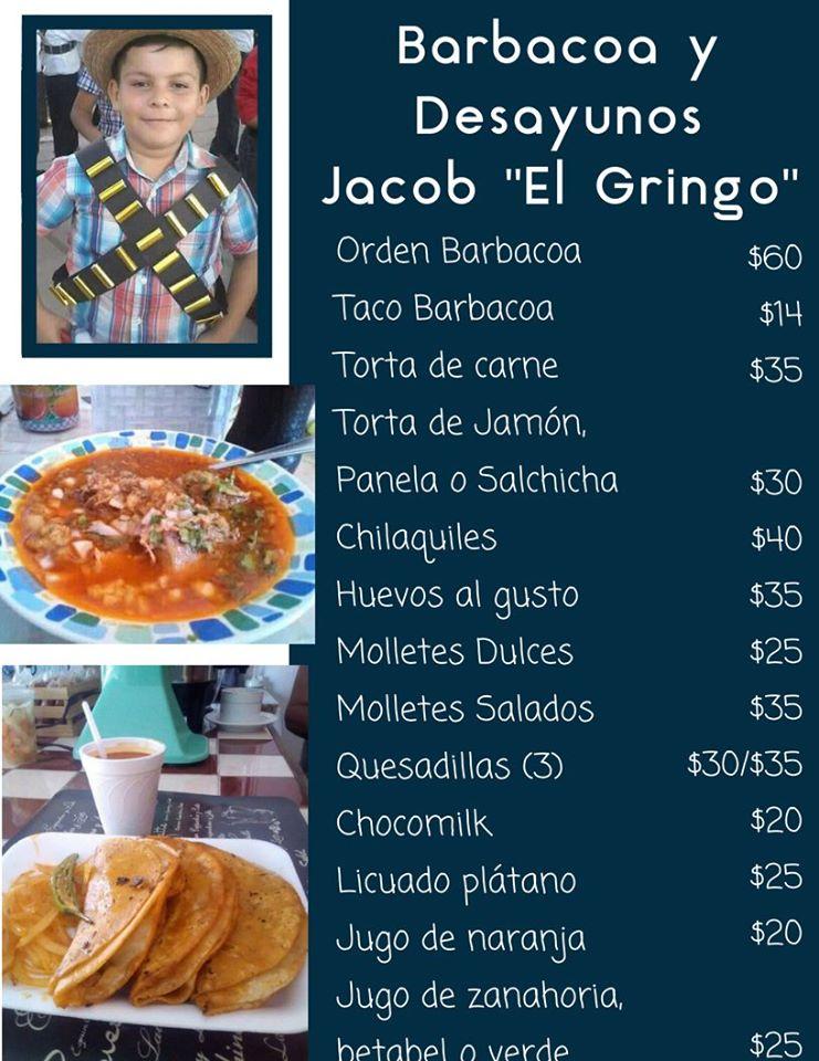Carta de Barbacoa Y Desayunos Jacob "El Gringo", Manzanillo