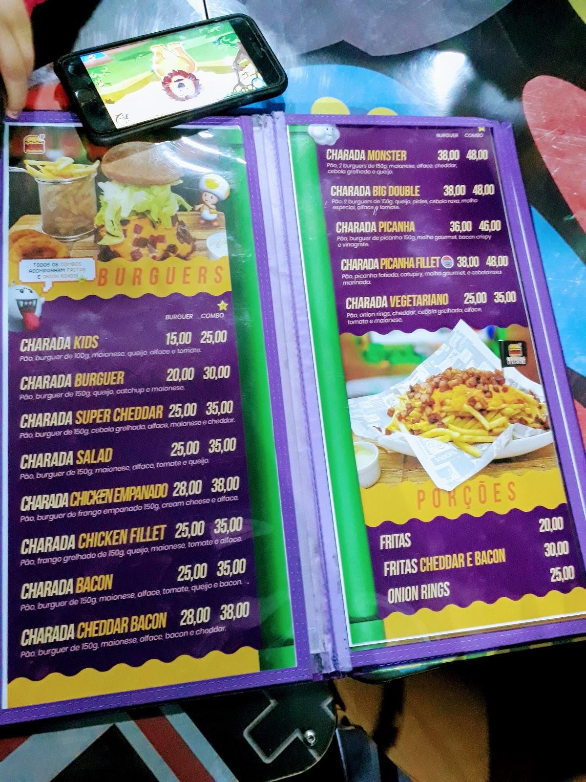 Menu em Charada Burguer restaurante, São Paulo, Av. Renata