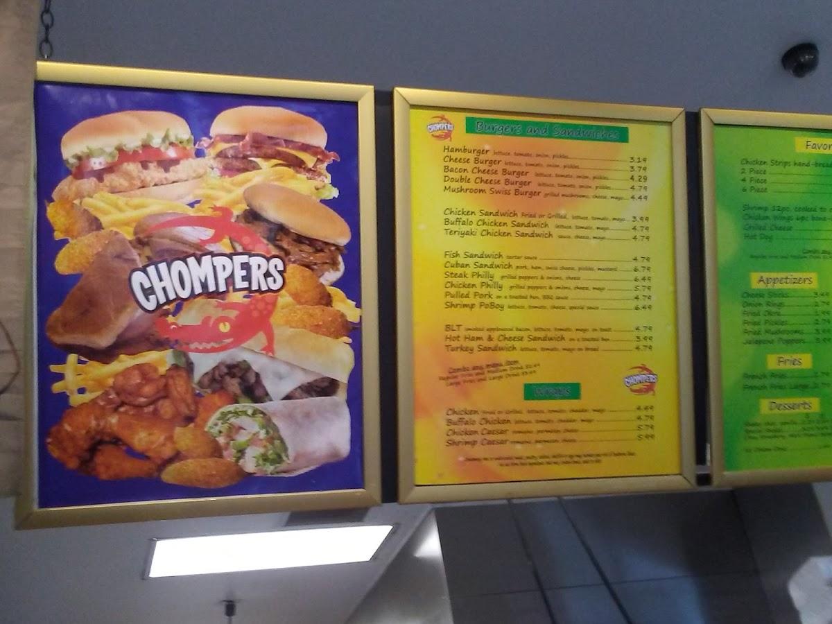 Menu at Chompers Diner restaurant, Fanning Springs