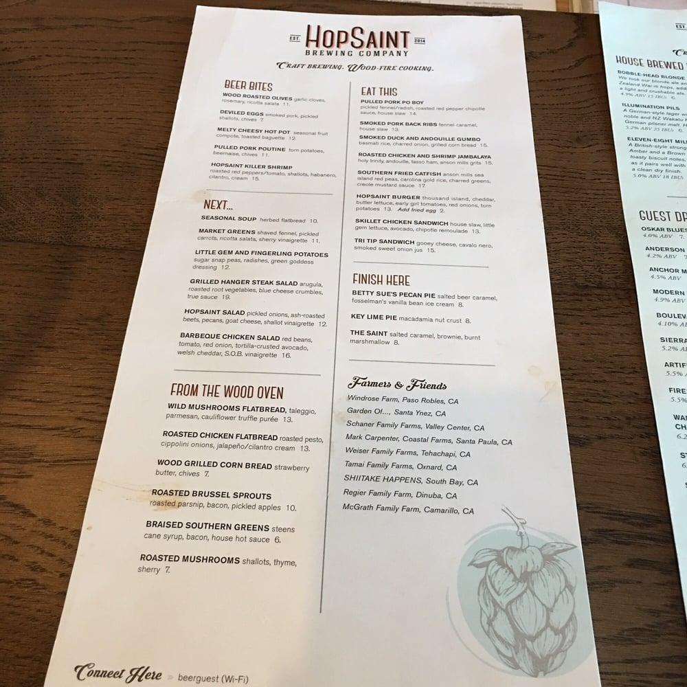 Menu at HopSaint Brewing Company pub & bar, Torrance