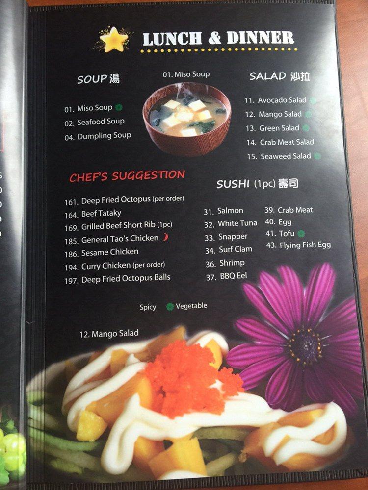 Menu at Sushi Stars restaurant, Kitchener