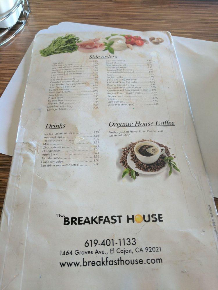 Menu at Breakfast House restaurant, El Cajon