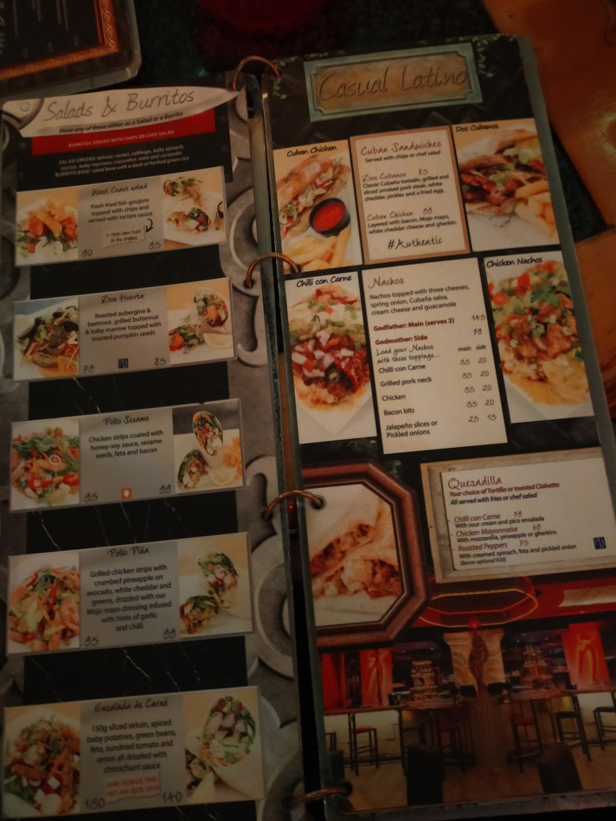 Menu at Cubaña Fourways pub & bar, Randburg, Cedar Rd