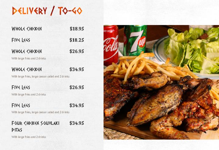 Menu at Sparta Chicken restaurant, Westmount, B Saint-Catherine St W