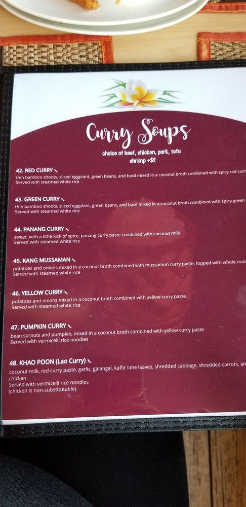 Menu at Sticky Rice restaurant, Champaign