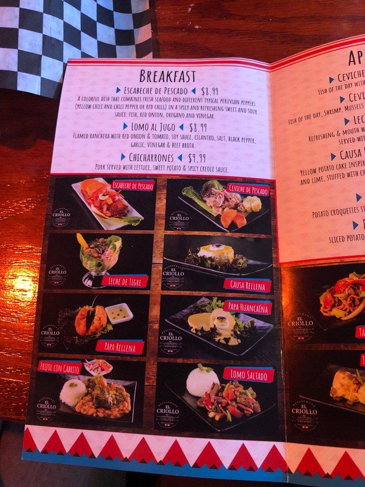 Menu at El Criollo Peruvian Cuisine restaurant, City of Industry