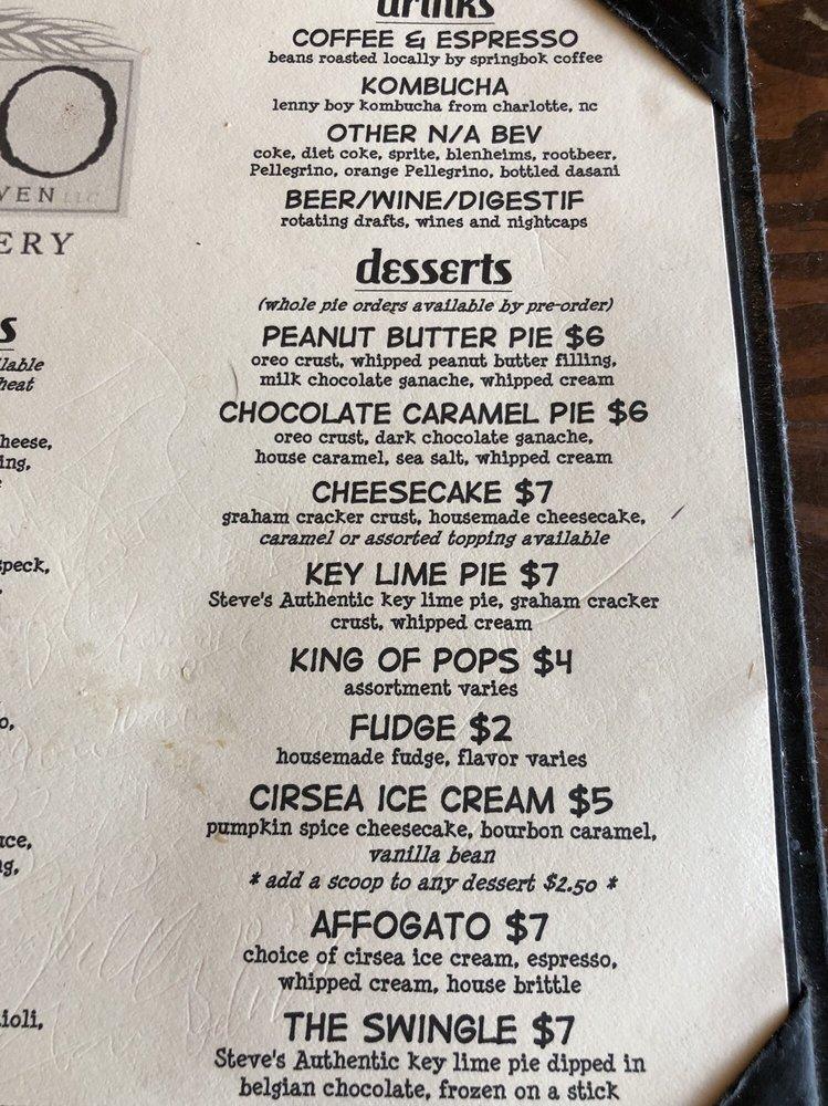 Menu at EVO Craft Bakery, North Charleston