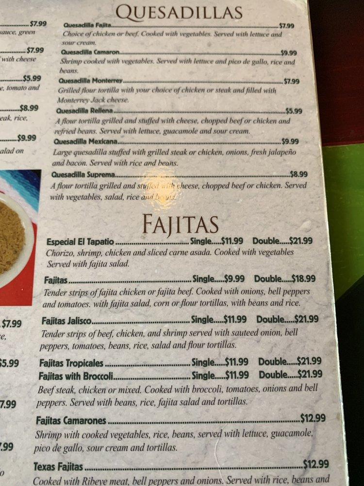 Menu at El Tapatio restaurant, Okmulgee, 315 S Wood Dr