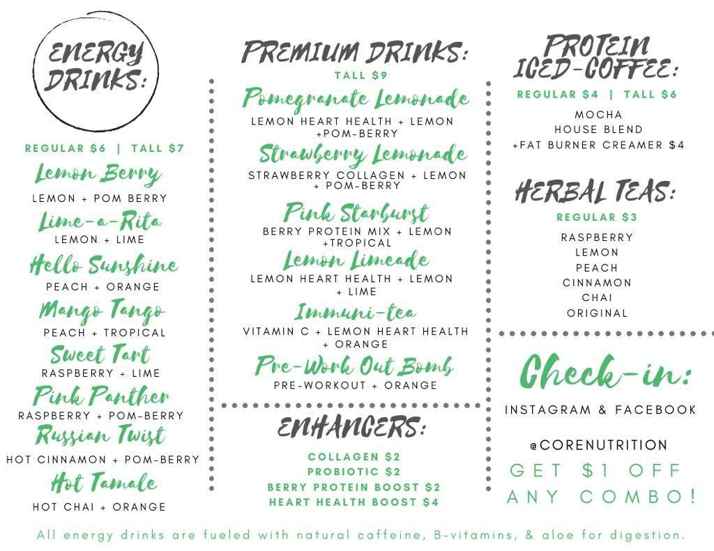 Menu at PURE Nutrition pub & bar, Tucson