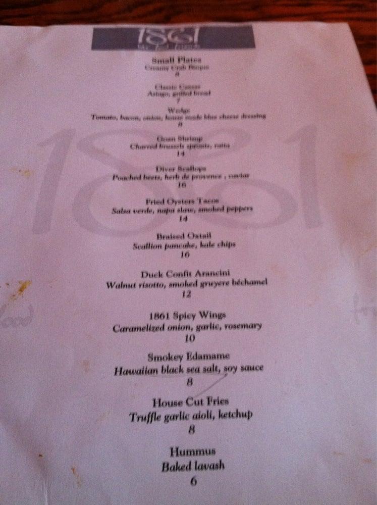 Menu at 1861 Southern Kitchen Bourbon Bar, Middletown